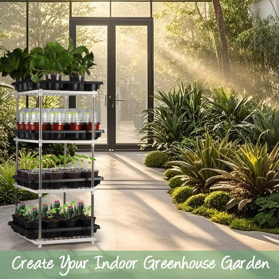 4 Inch 60 Pack Nursery Pots with Humidity Domes & 5 Pack 12 Cell Round ...