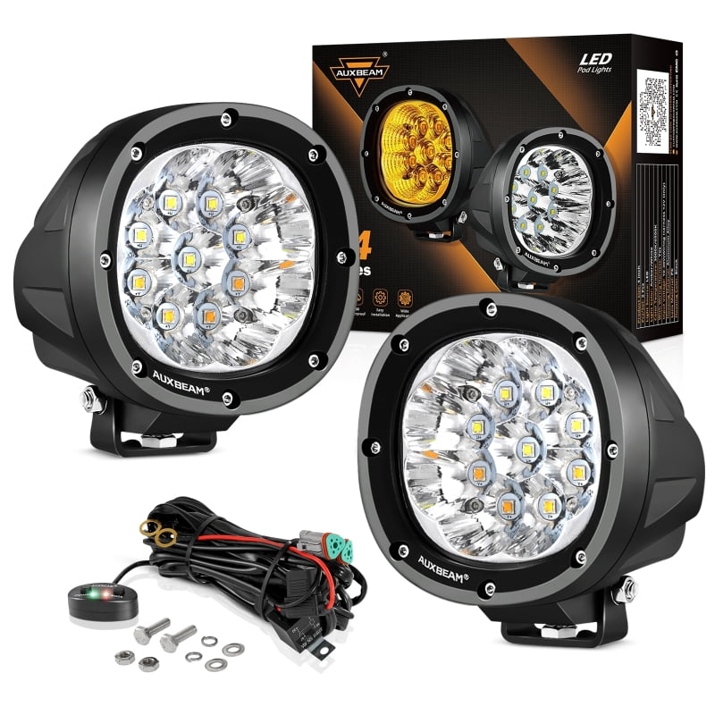 4 Inch 90W Round LED Work Driving Light 6 Mode White & Amber Fog Lamp ...
