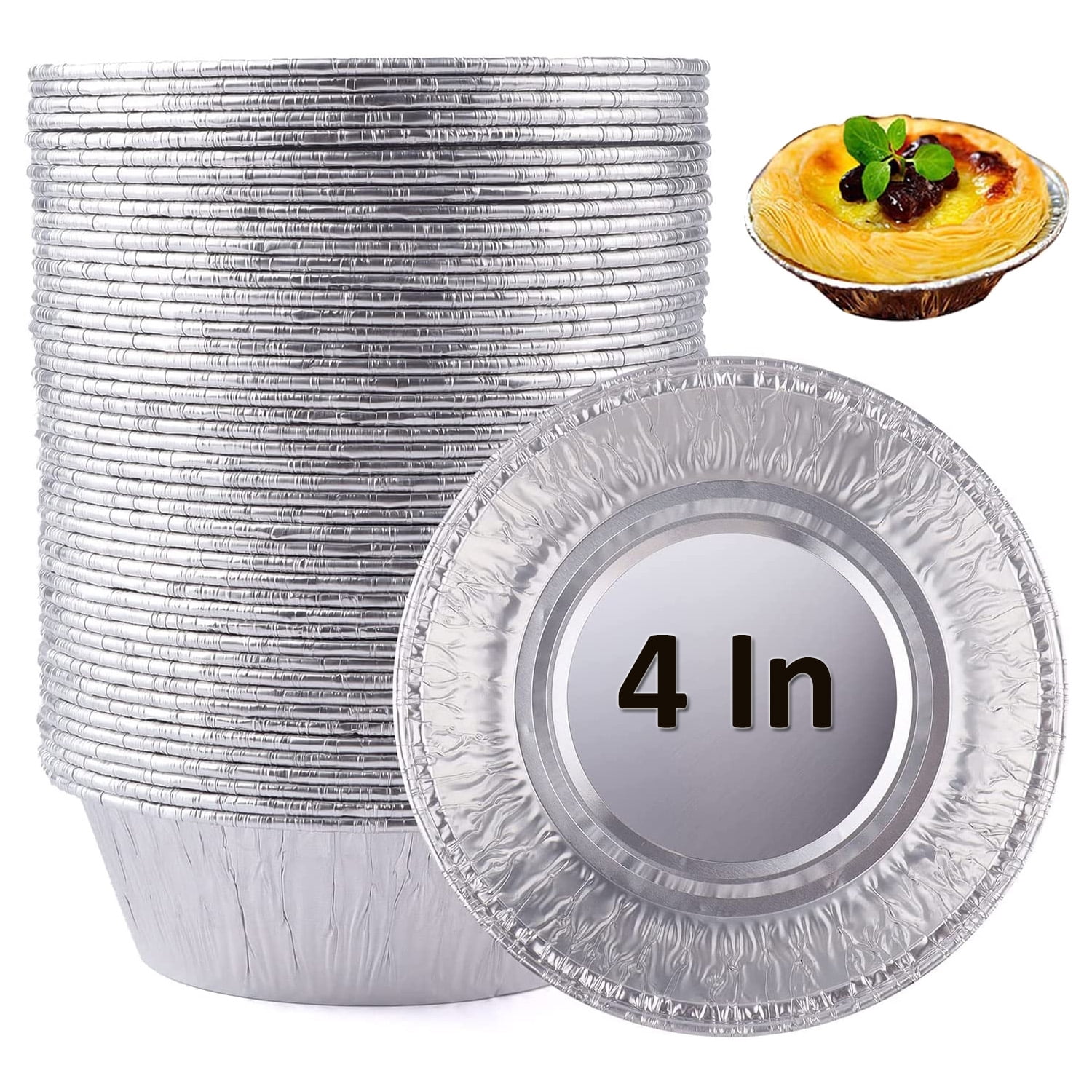 4 Inch Aluminum Foil Mini Pie Pans - 50PcsDisposable Small Pie Tins For ...