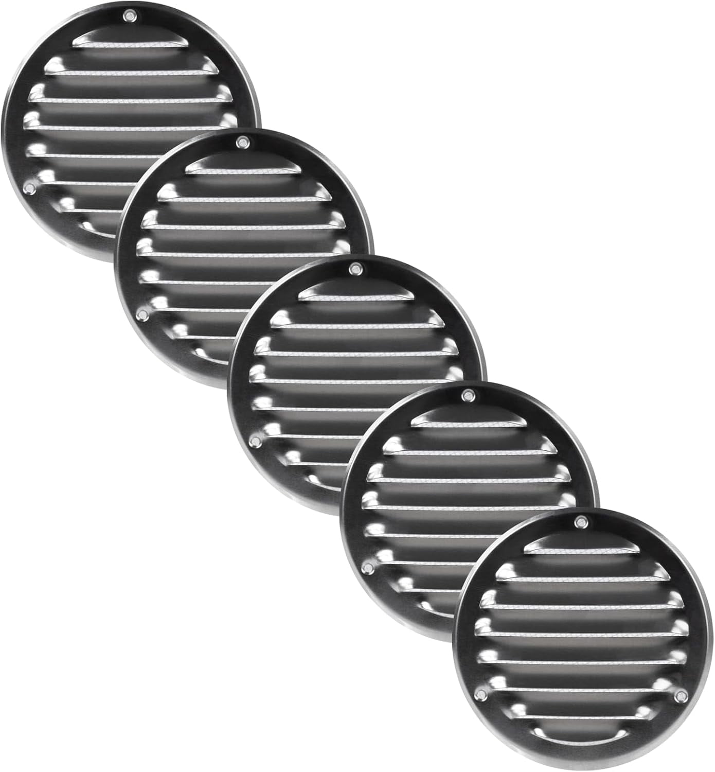 4 Inch Aluminum Soffit Vent Cover - Pack of 5 - Round Air Vent Louver ...