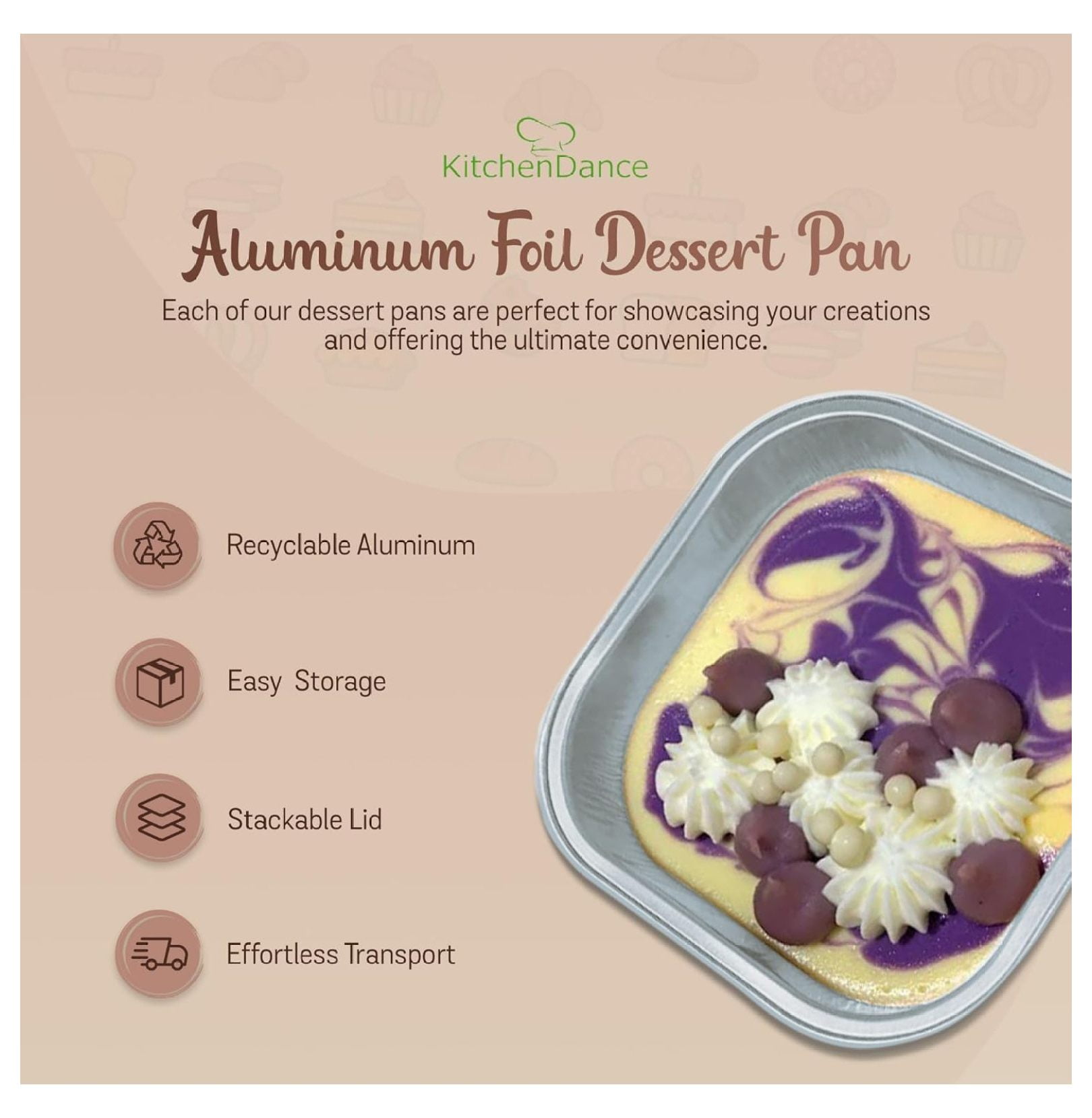 4 Inch Baking Pan with Snap-On Lid - 8 oz. Square Colored Aluminum Pan ...