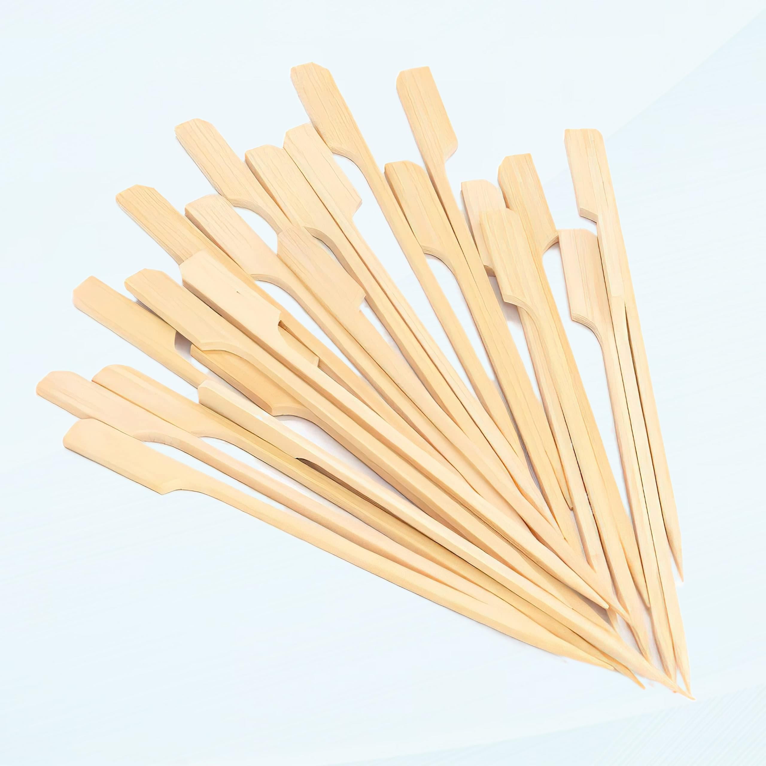4 Inch Bamboo Skewers 100PCS Food Appetizer Toothpicks Wide Flat Paddle ...