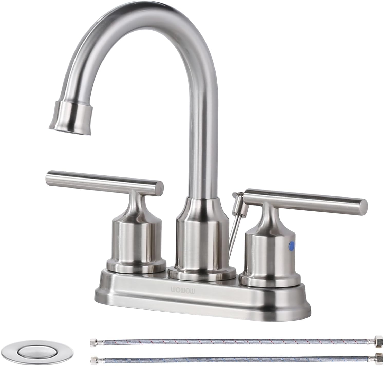 4 Inch Bathroom Faucet 3 Hole Brushed Nickel Sink Faucet Centeret Basin ...