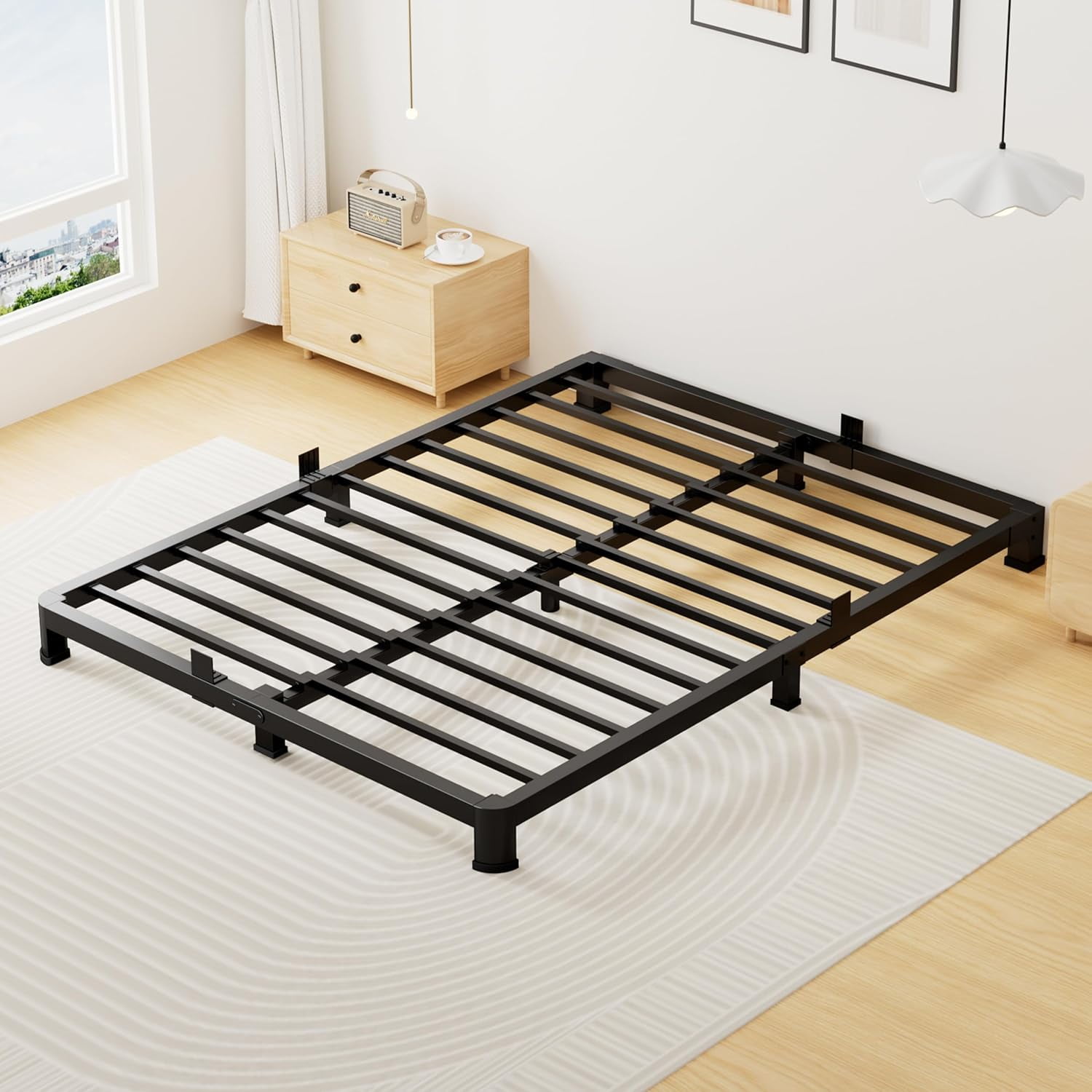 4 Inch Bed Frame Low Profile, Platform Bed Frame with Round Corner ...