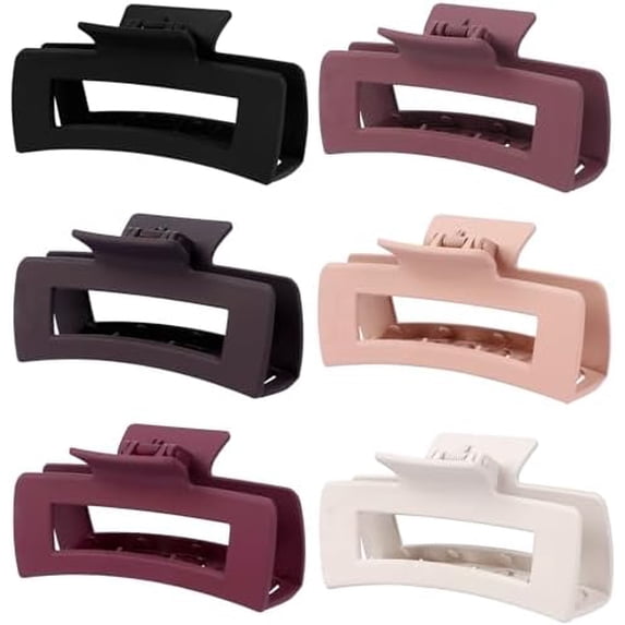 4 Inch Big Hair Claw Clips 6 count Large Claw for Thick Hair Square ...