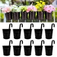 4 Inch (Black) Metal Hanging Planters 10 Pack for Outdoor Balcony ...