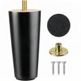 4 Inch Black Round Solid Wood Furniture Legs With Metal Threaded Stud ...