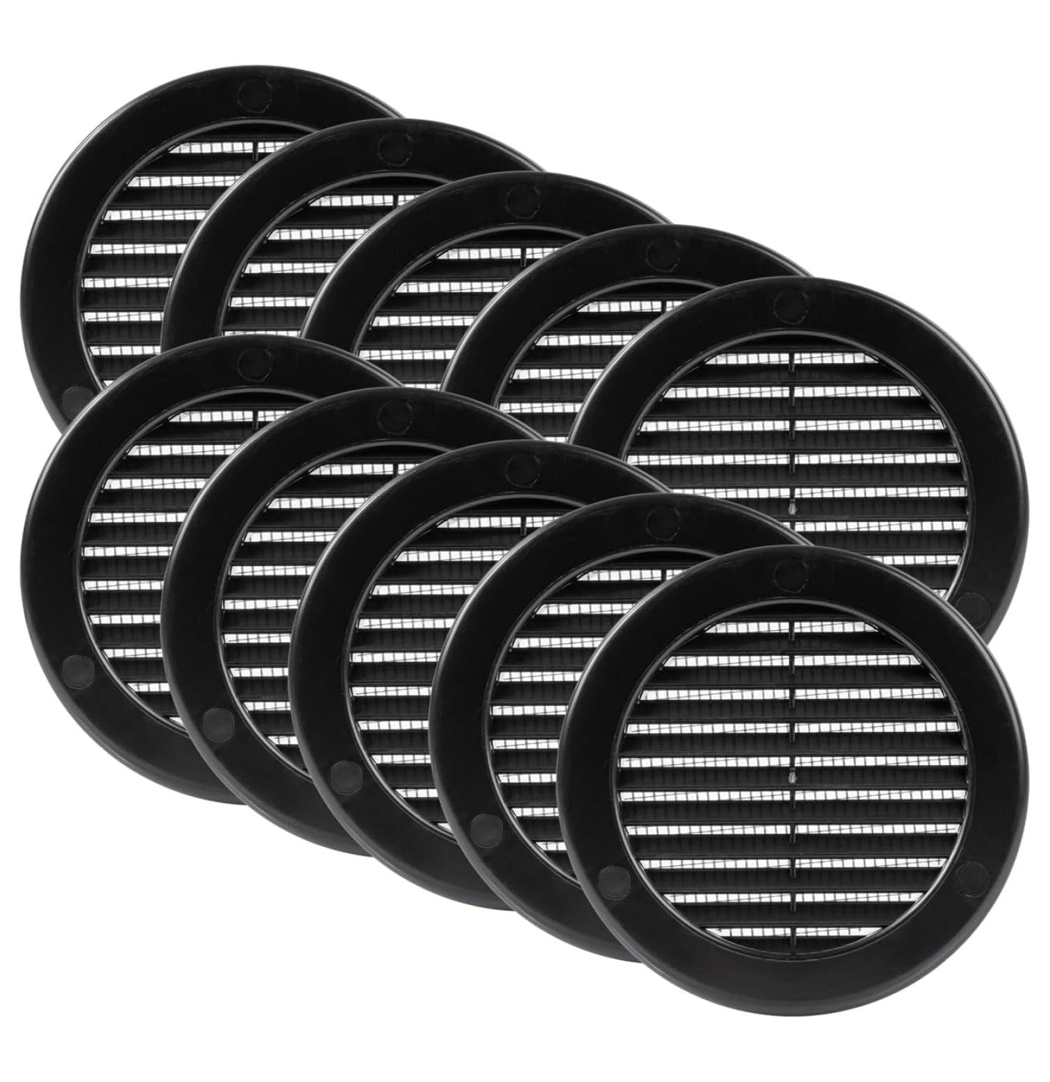4'' Inch Black Soffit Vent Cover with Flange - Pack of 10 - Round ...