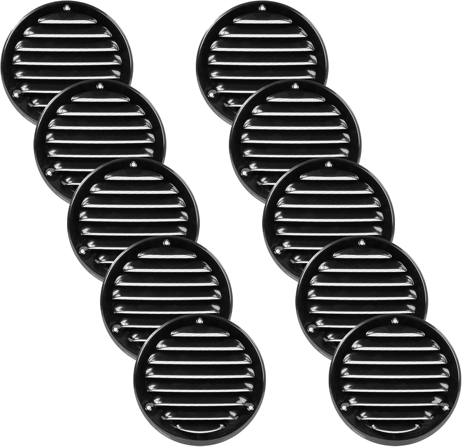 4 Inch Black Soffit Vent Cover - Pack of 10 - Round Air Vent Louver ...