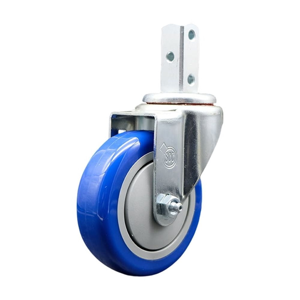 4 Inch Blue Polyurethane Wheel Swivel 7/8 Inch Square Stem Caster SCC ...