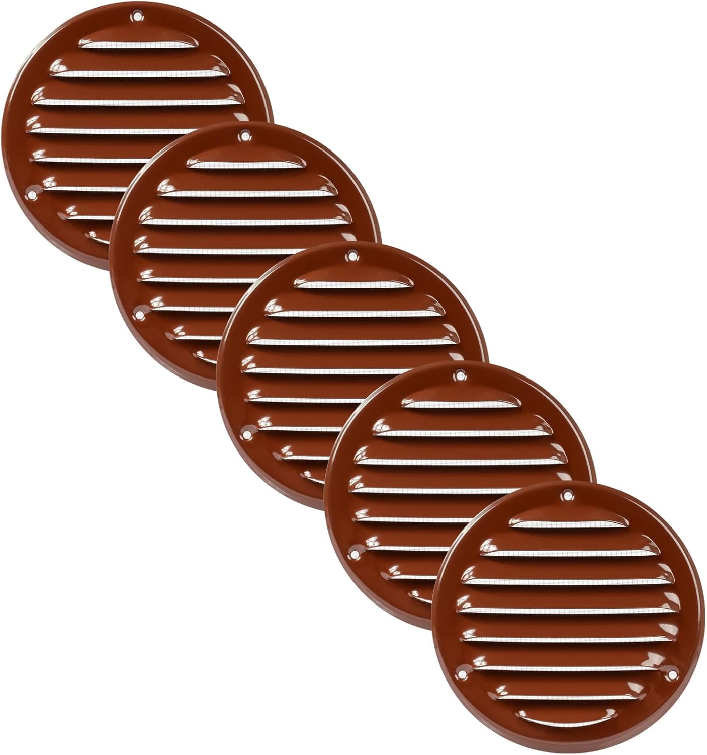 4 Inch Brown Soffit Vent Cover - Pack of 5 - Round Air Vent Louver ...