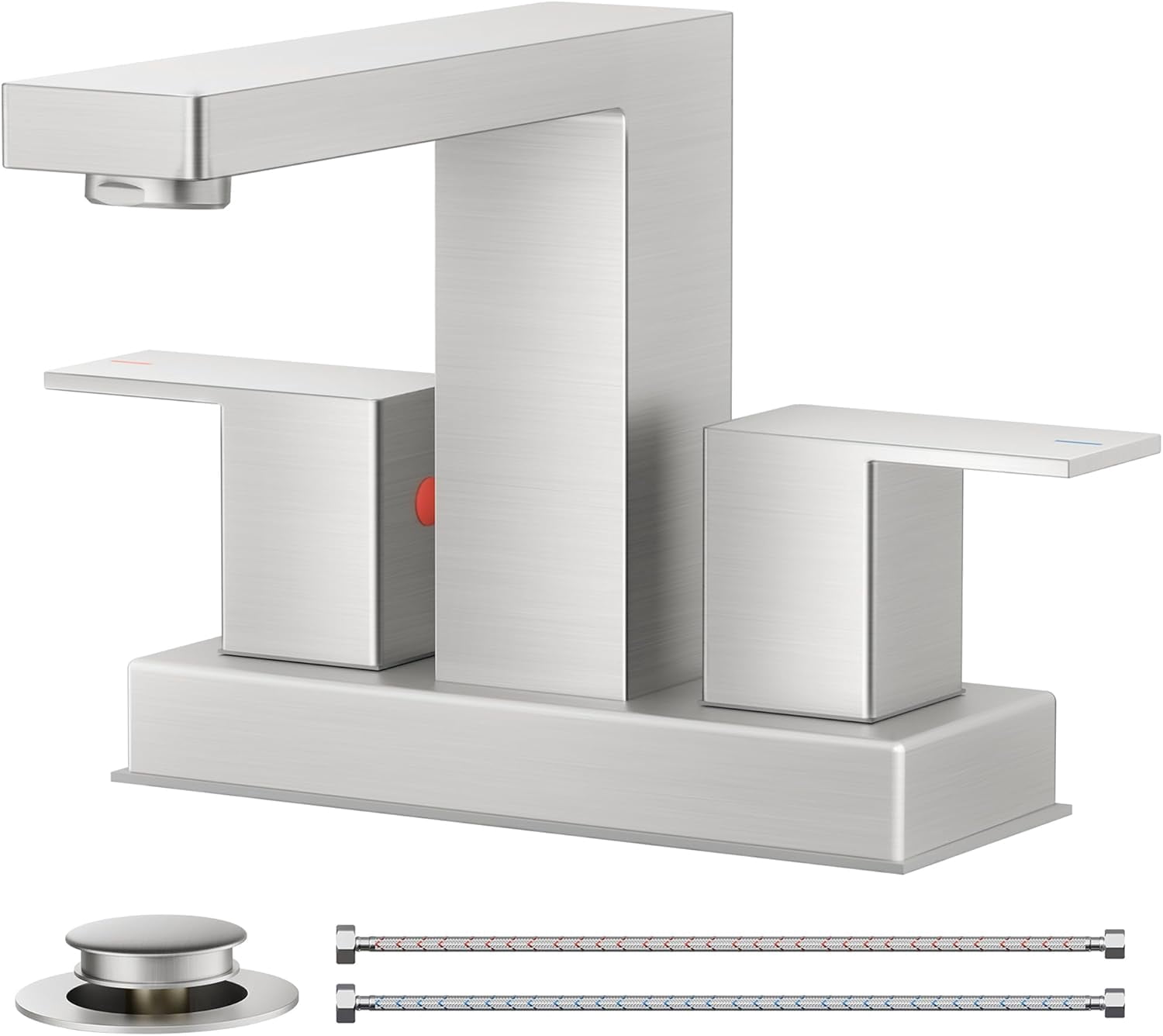 4 Inch Brushed Nickel Bathroom Faucet Centerset 2 Handles, 3 or 2 Hole ...