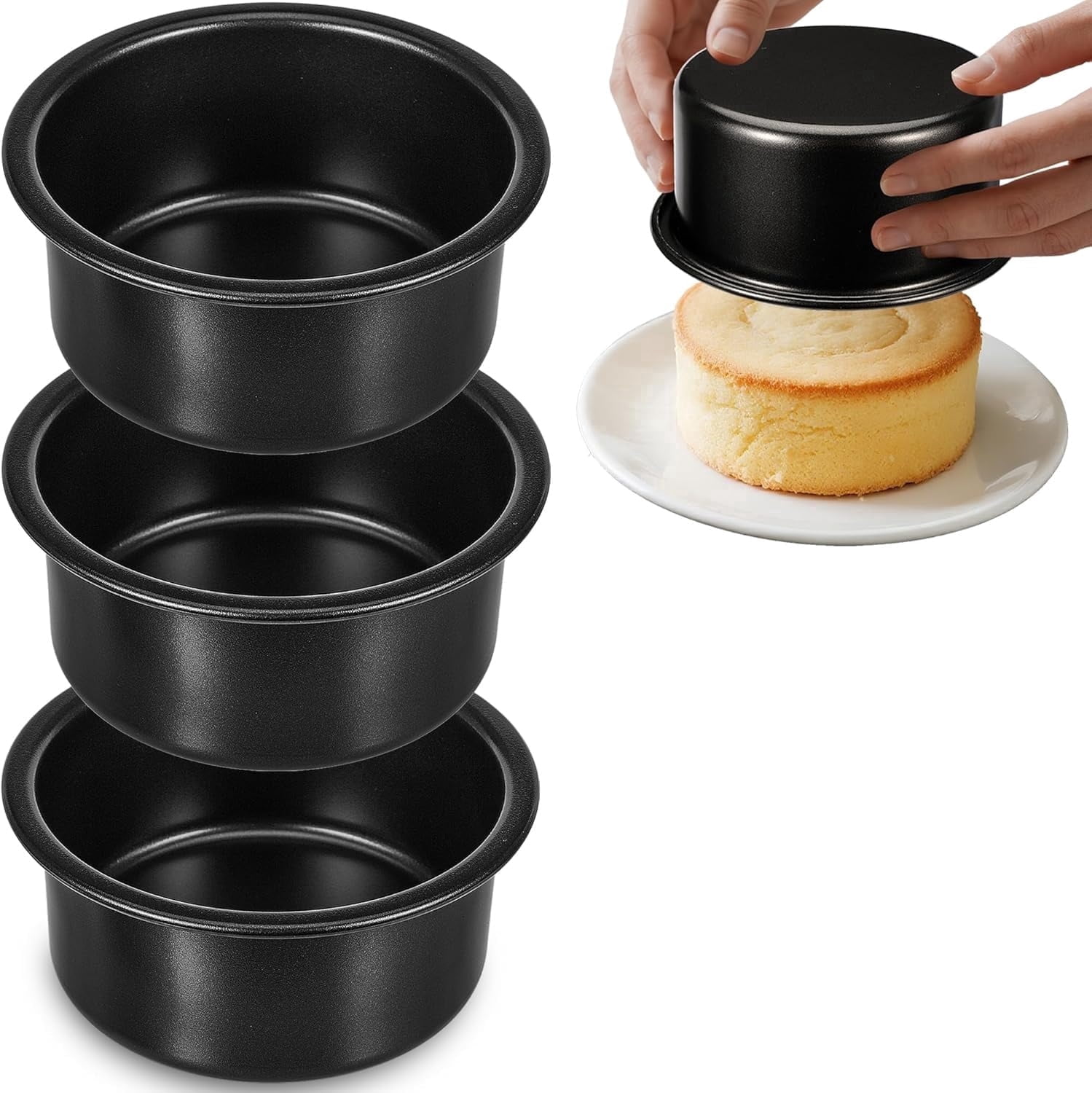 4 Inch Cake Pan Set of 3, Nonstick Smash Cake Pans for Christmas ...