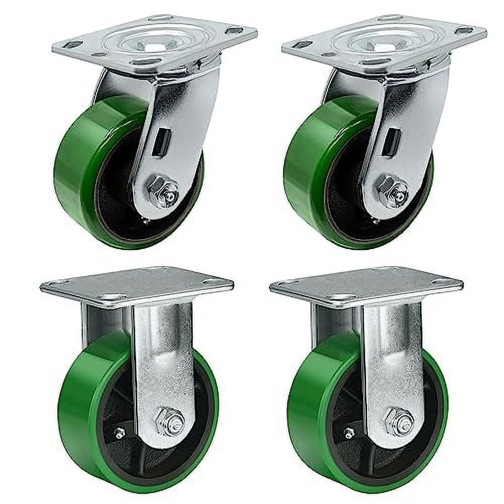 4 Inch Caster Wheels Heavy Duty, Polyurethane Industrial Casters Set Of ...