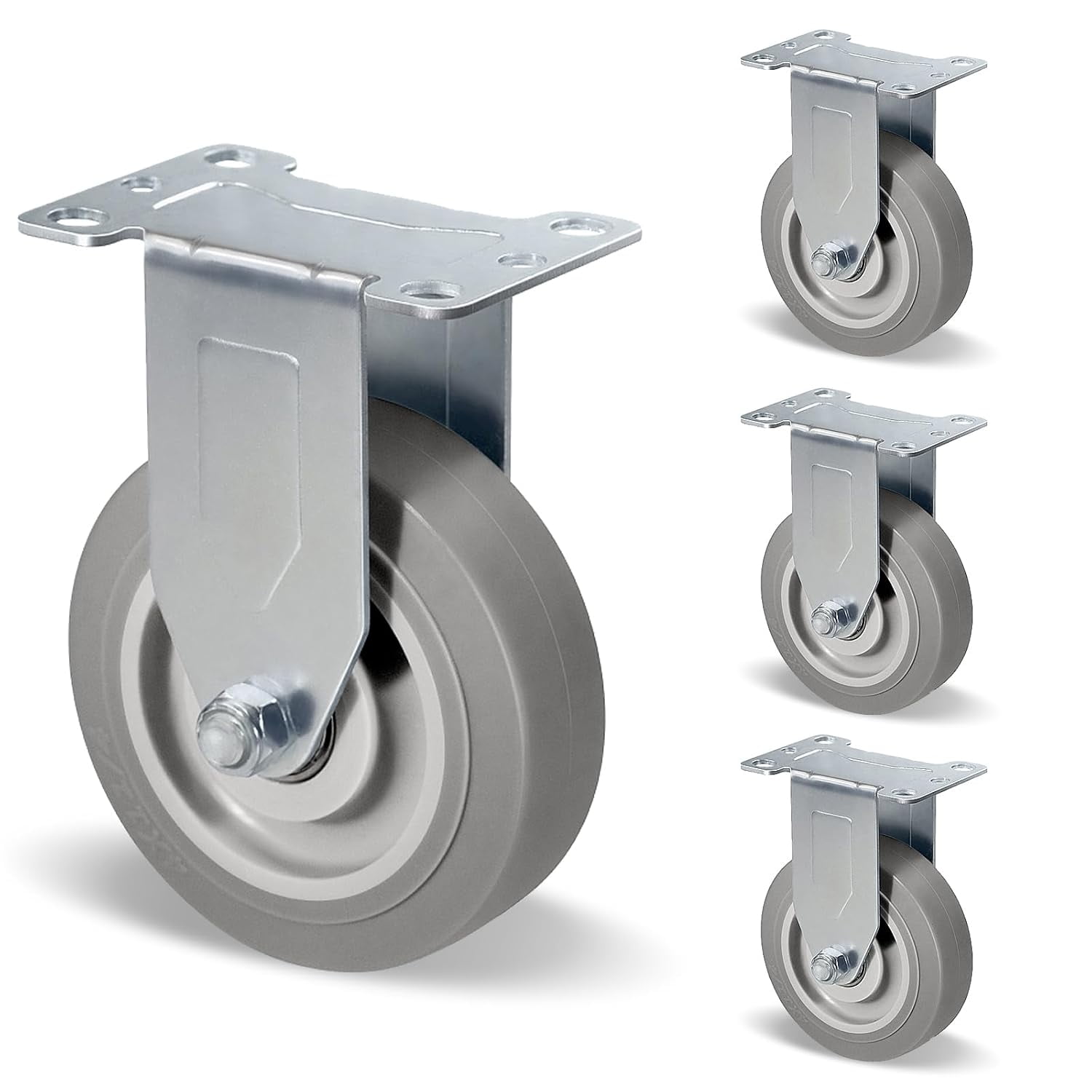 4 Inch Casters Set of 4 Heavy Duty Caster Wheels 1200Lbs ，Rubber Wheel ...