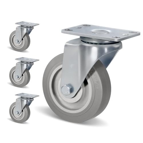4 Inch Casters Set of 4 Heavy Duty Caster Wheels with Swivel 1200Lbs ...