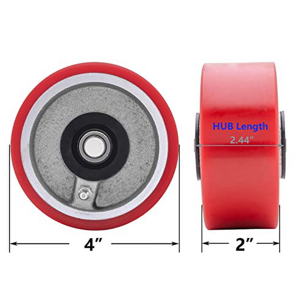 4 Inch Casters Wheels- Heavy Duty Casters, Polyurethane Caster Wheel ...