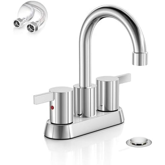 4 Inch Centerset 2 or 3 Holes 2 Handle Chrome Lead-Free Bathroom Faucet ...