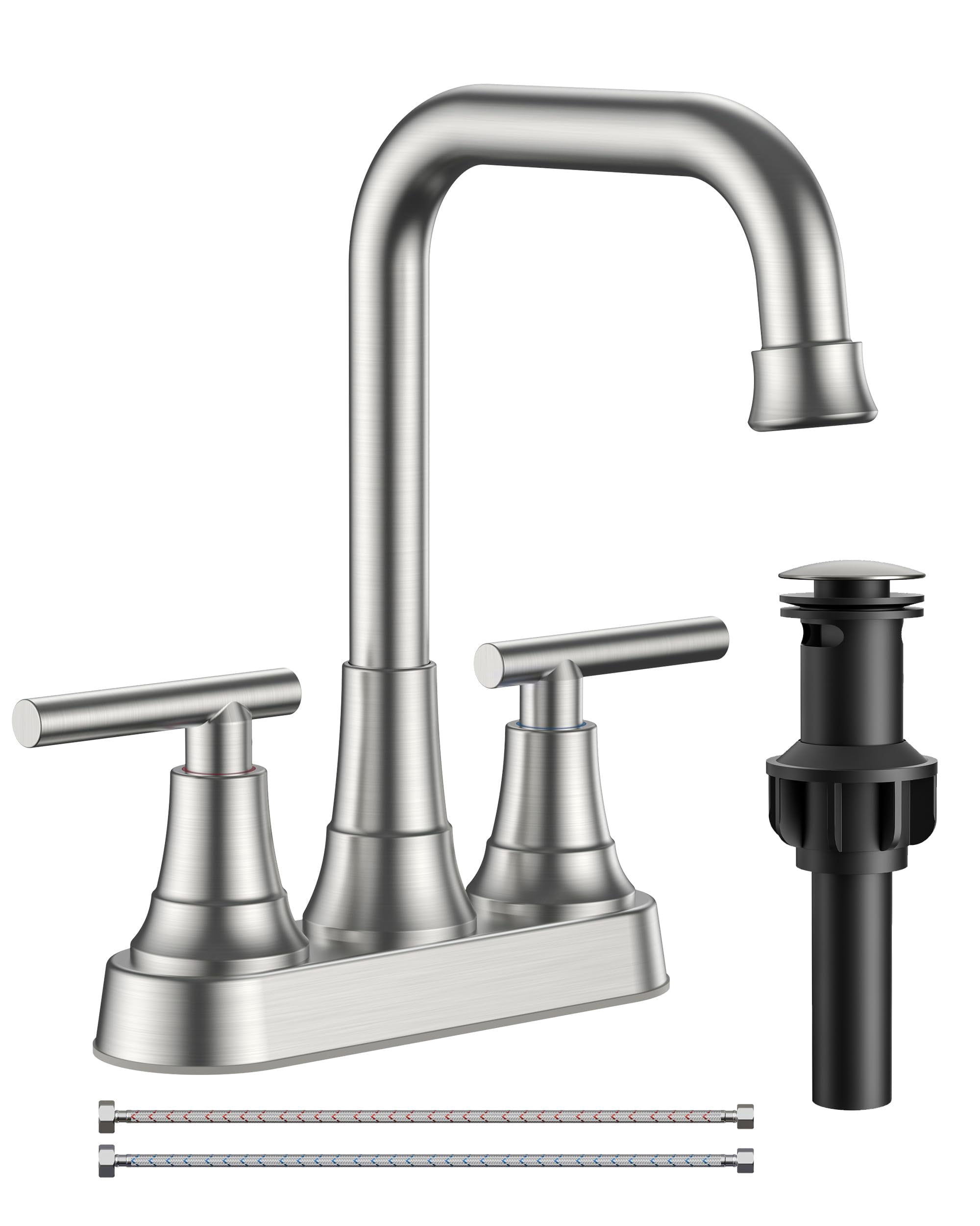 4 Inch Centerset Bathroom Faucet 3 Hole 2 Handle Stainless Steel ...