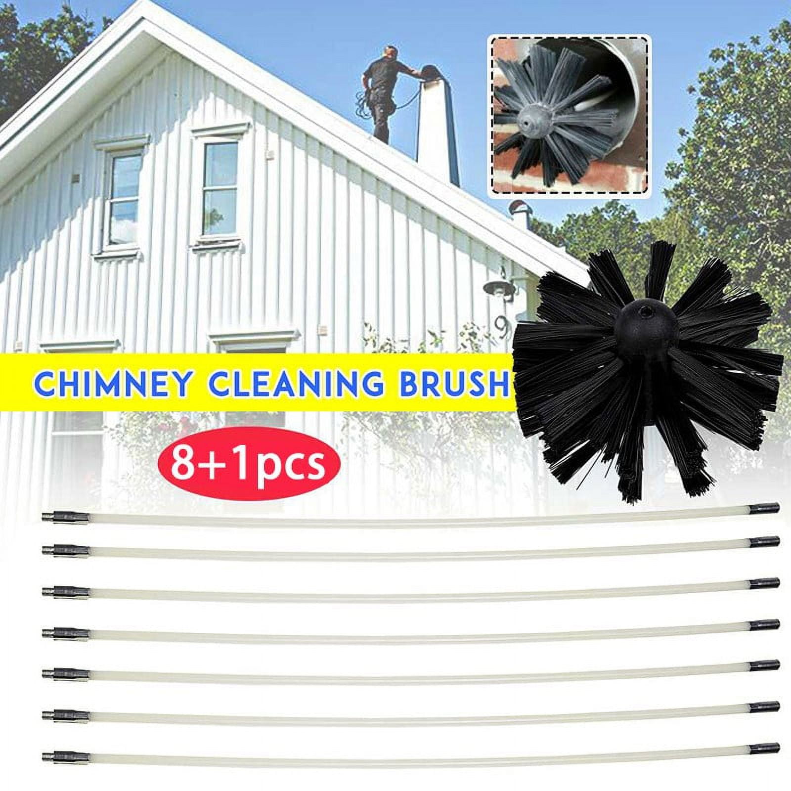 4-Inch Chimney Sweep Brush with 8 Flexible Rods Fireplace Flue Cleaning ...