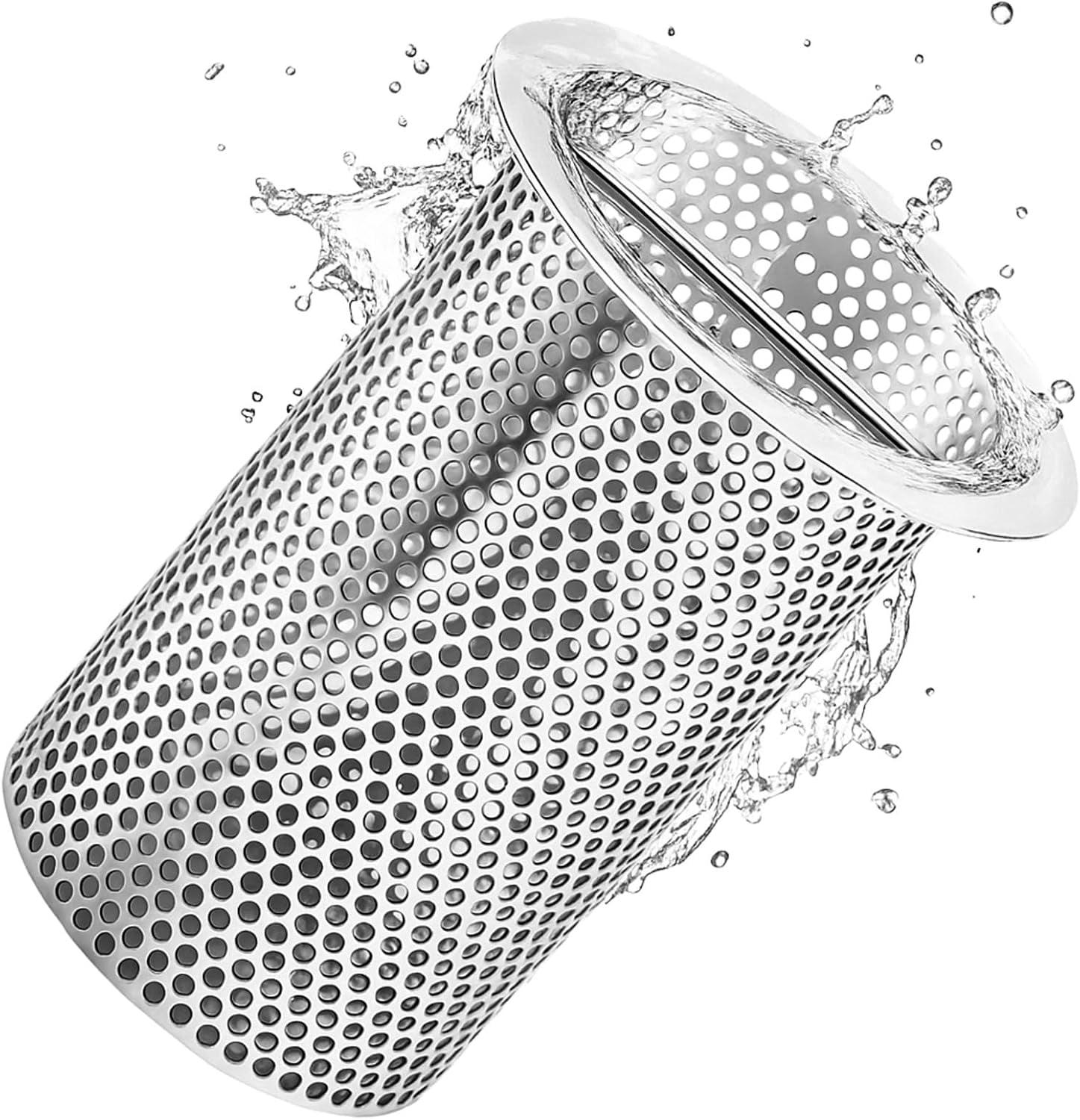 4 Inch Commercial Floor Drain Strainer, 6" Tall, Perforated Cylindrical ...