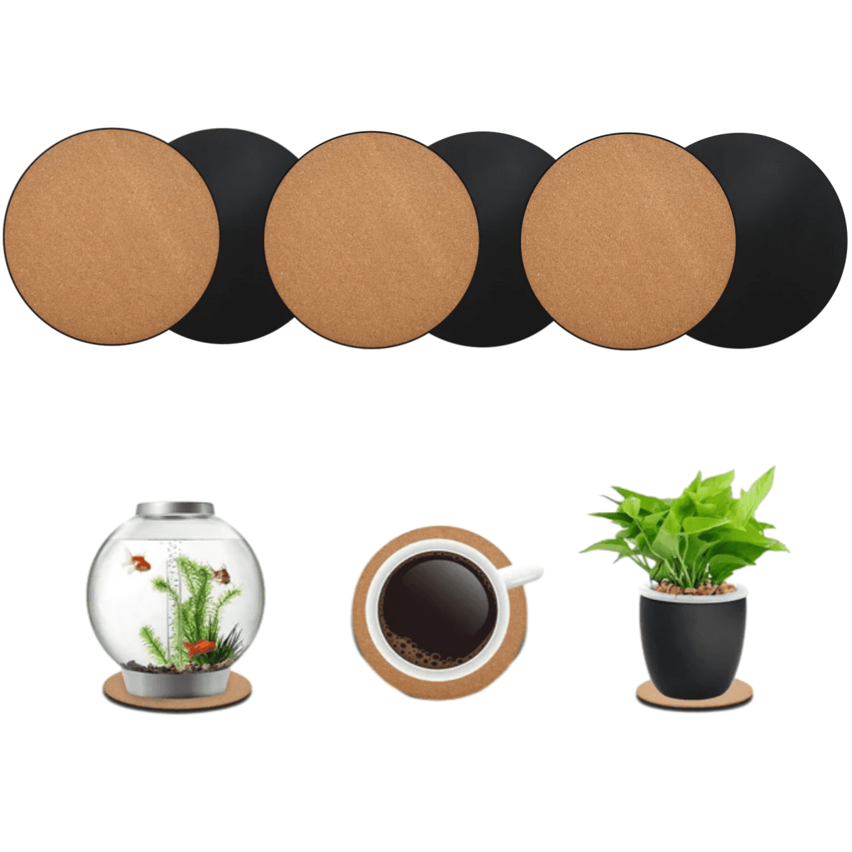 4 inch Cork Plant Mat - 6 PCS Coasters for Drinks, Cork Plant Coasters ...