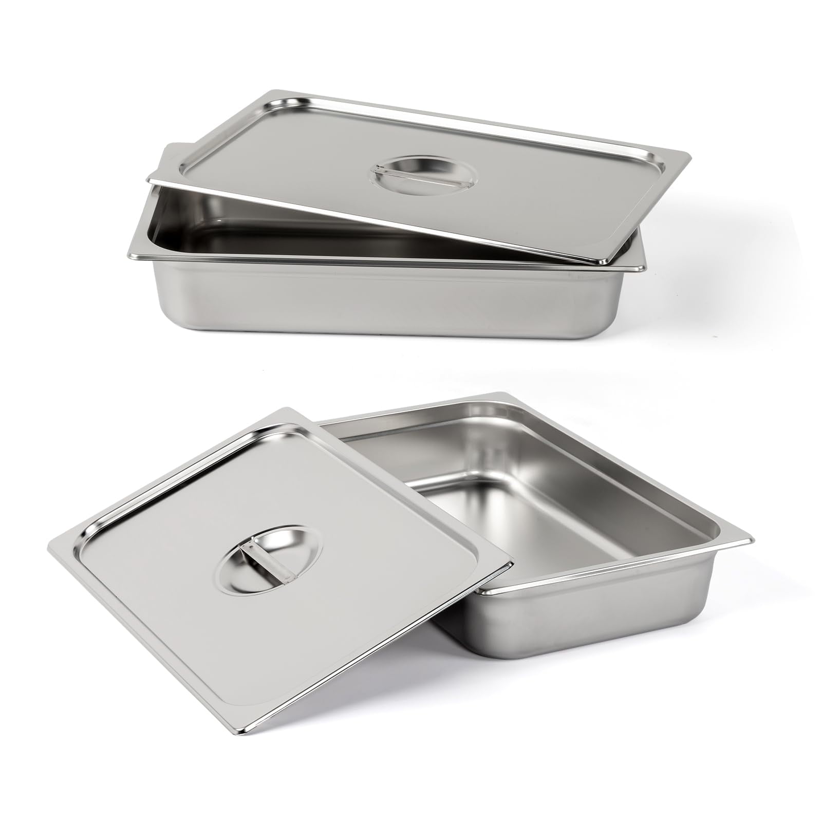 4 Inch Deep Full Size Hotel Pans 2-Pack, Stainless Steel Steam Table ...