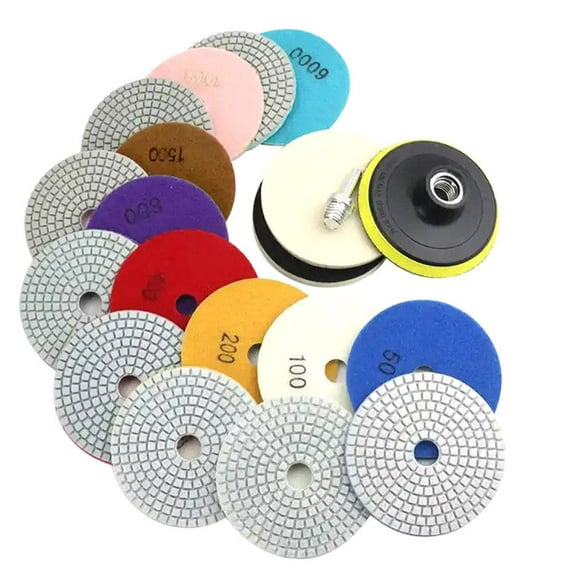 4 Inch Diamond Polishing Pads Kit, 5/8’’-11 Backer Pad, 50-6000 Grit ...