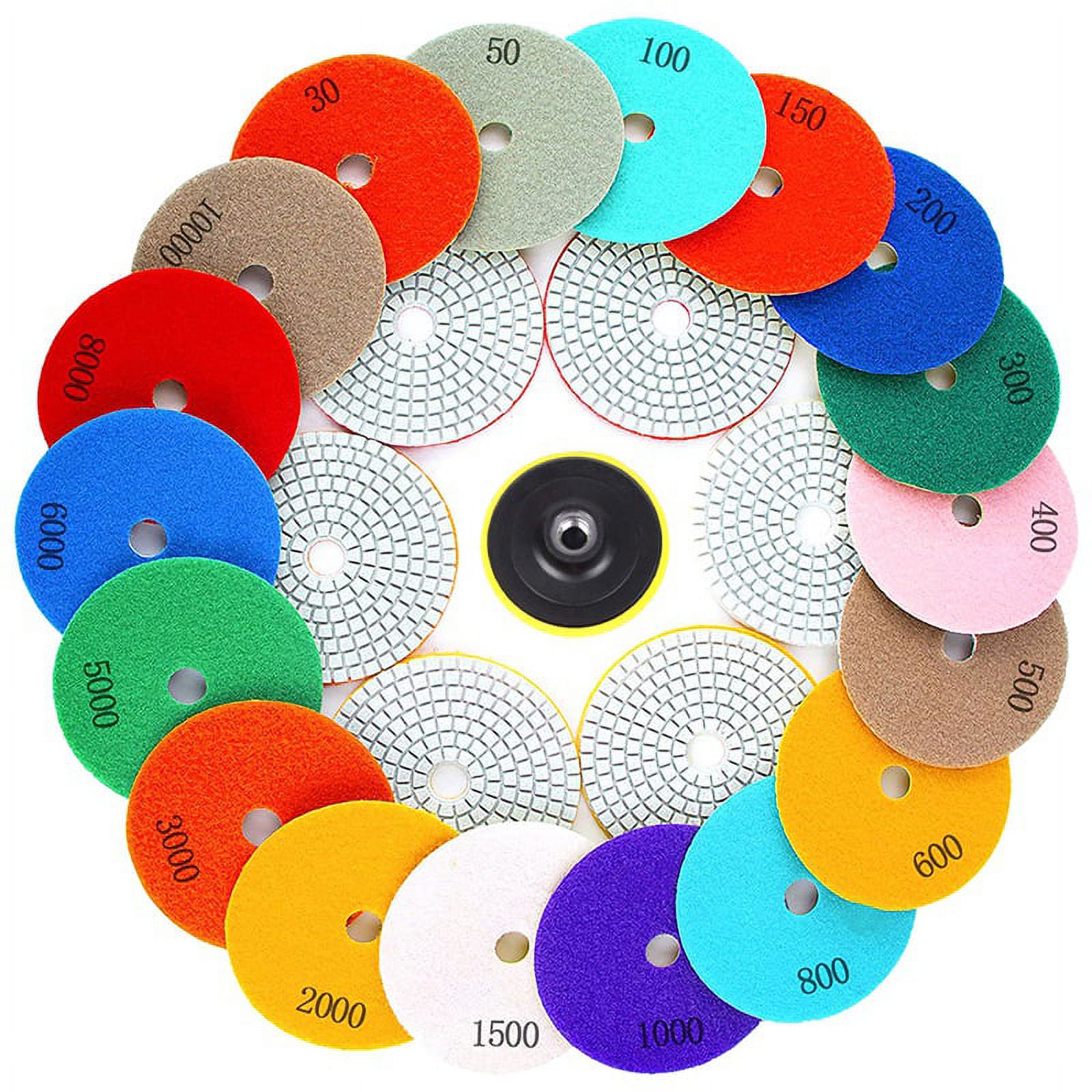 4 Inch Diamond Polishing Pads with M10 Backer Pad, 18PCS 30-10000 Grit ...