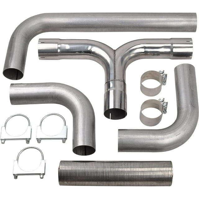 4 Inch Diesel Dual Exhaust Stack Kit T-Pipe Connector Kit for Chevy ...