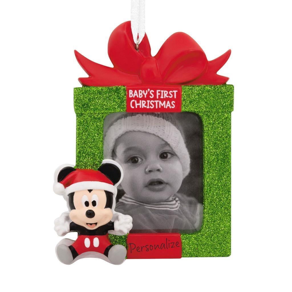 4 Inch Disney Mickey Mouse Personalize Baby's First Christmas Photo ...