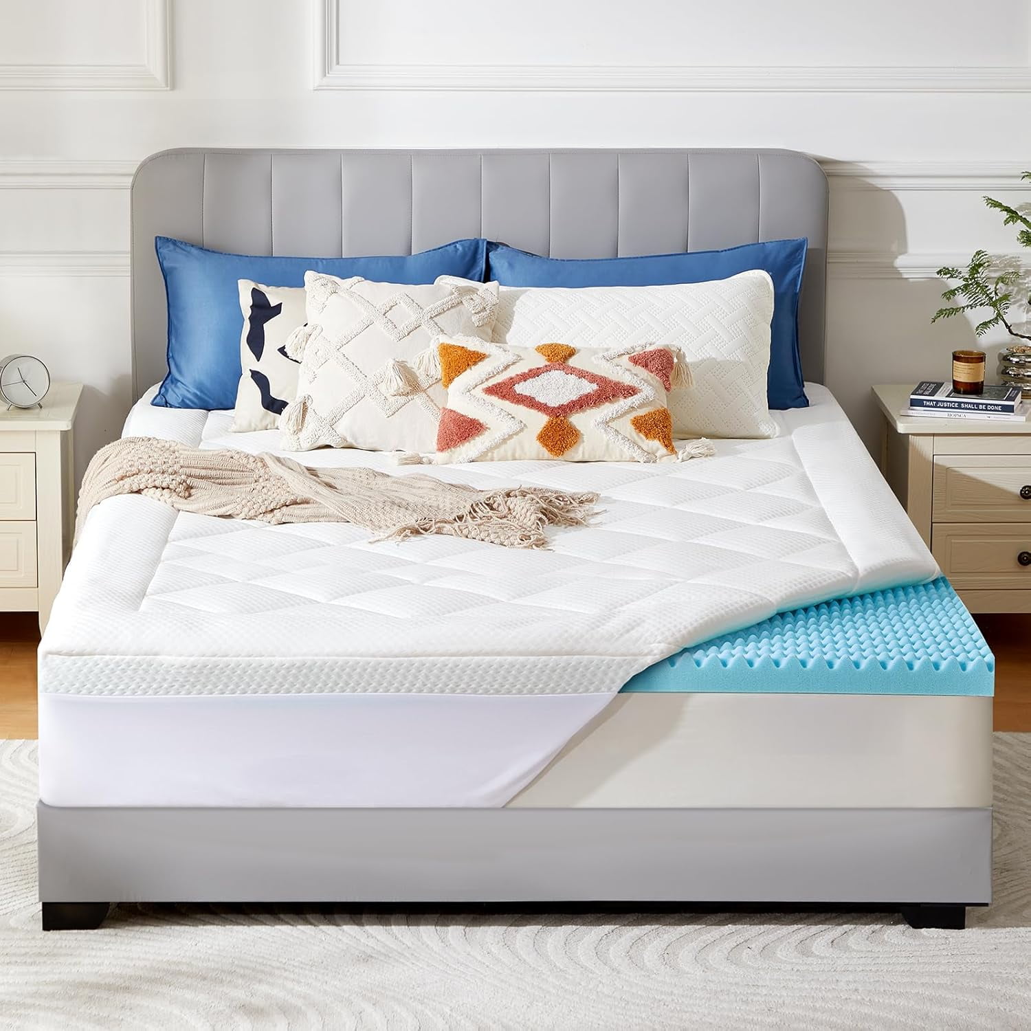 4 Inch Dual Layer Full Mattress Topper for , 2.5 Inch Cooling Egg Crate ...