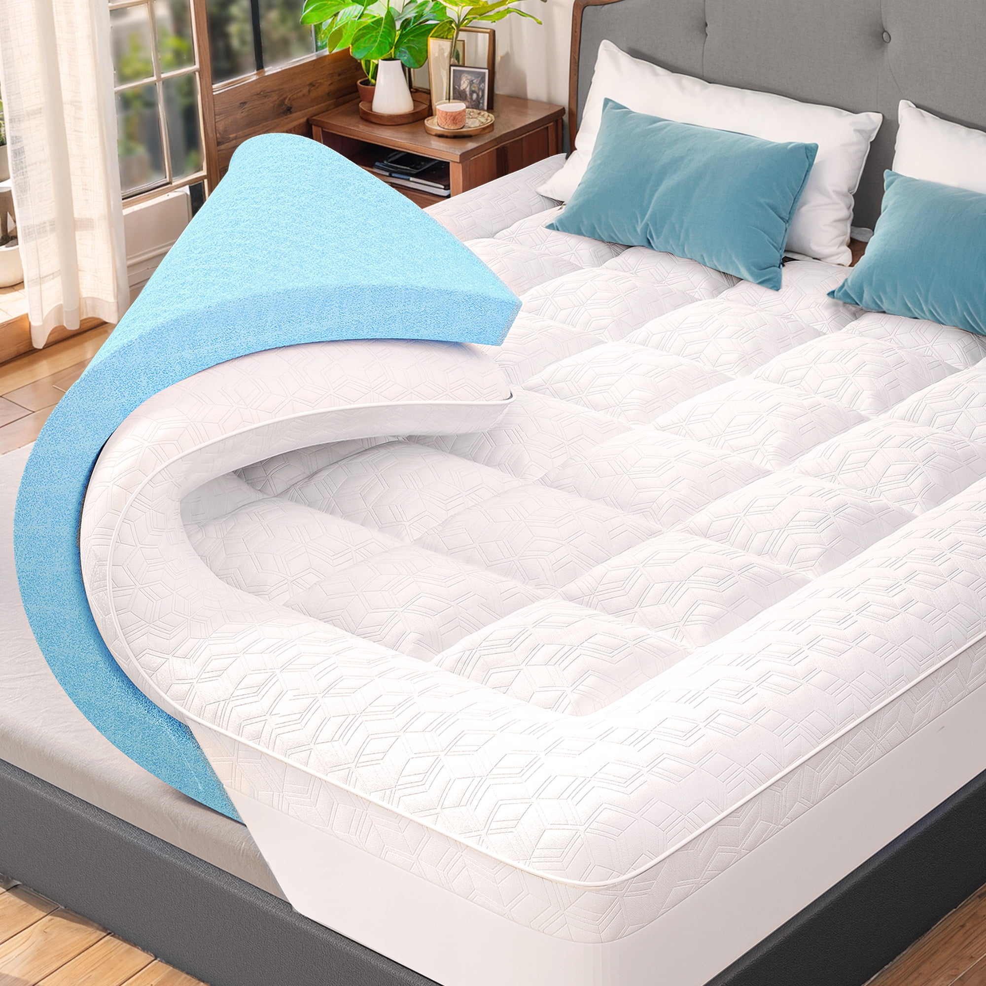 4-Inch Dual Layer Gel Memory Foam Mattress for Queen Size Bed with ...