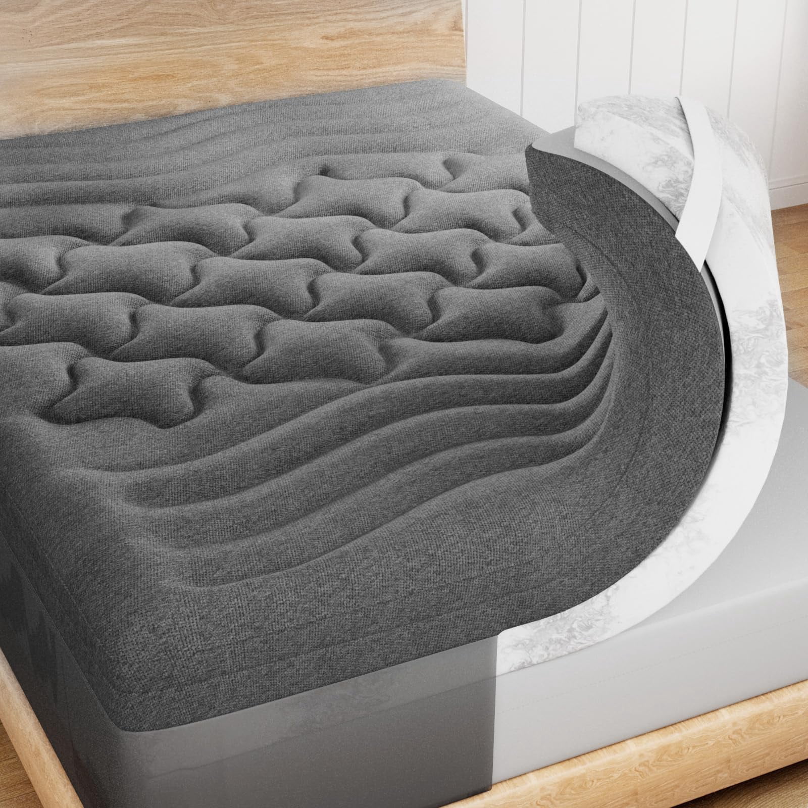 4 Inch Dual Layer Memory Foam Mattress Topper Gray Queen Size - Walmart.com