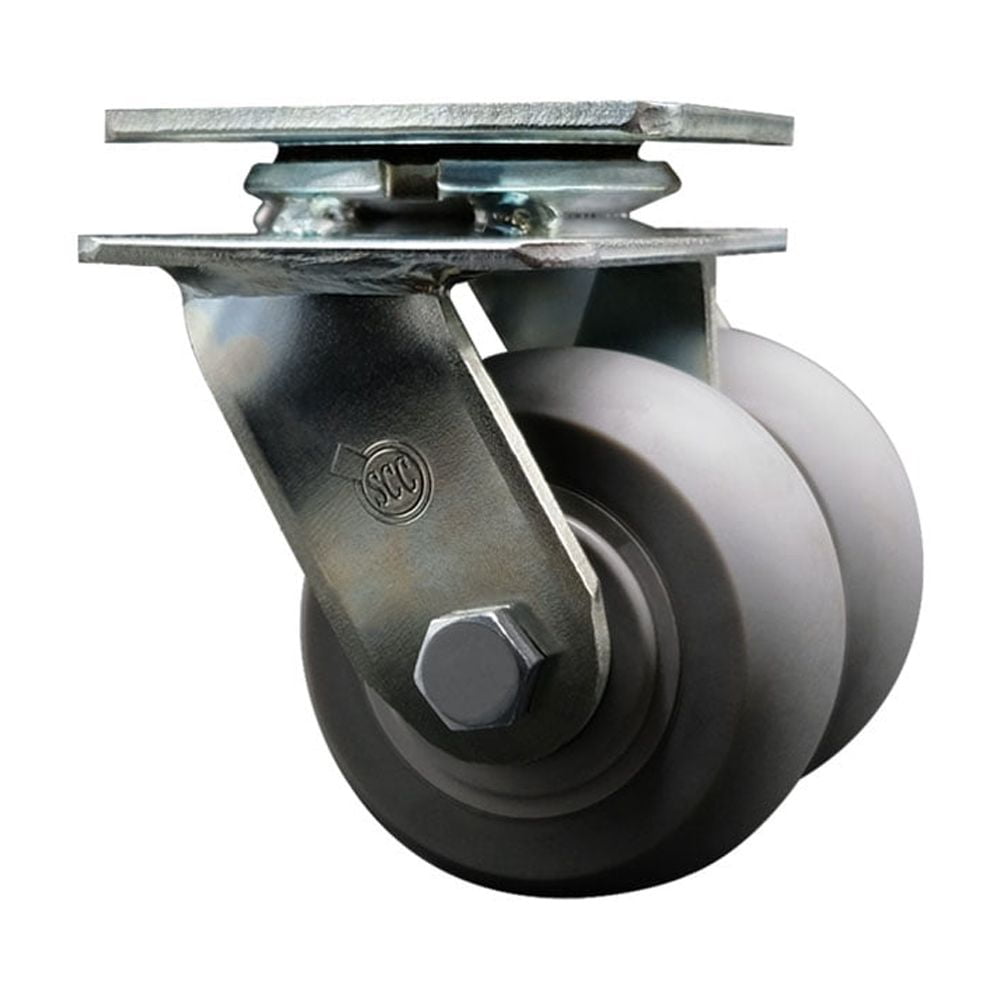 4 Inch Dual Thermoplastic Rubber Wheels Swivel Caster with Roller ...