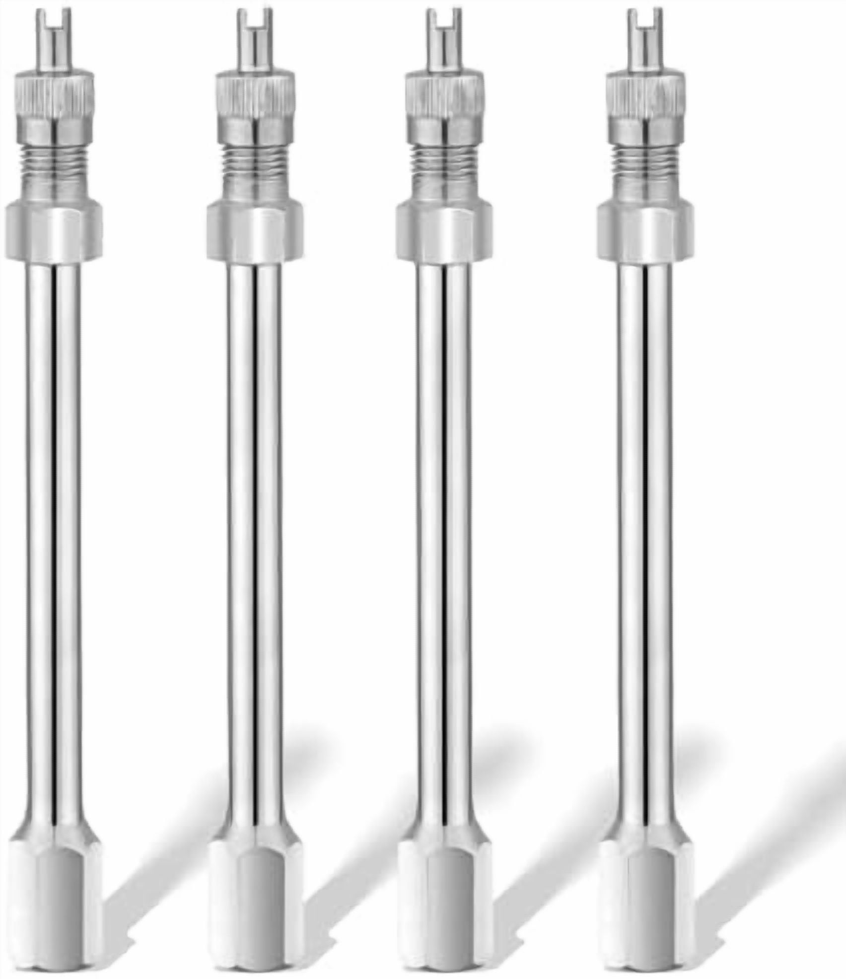 4 Inch Dually Valve Stem Extenders, 4 PCS Heavey Duty Chrome Brass Tire ...