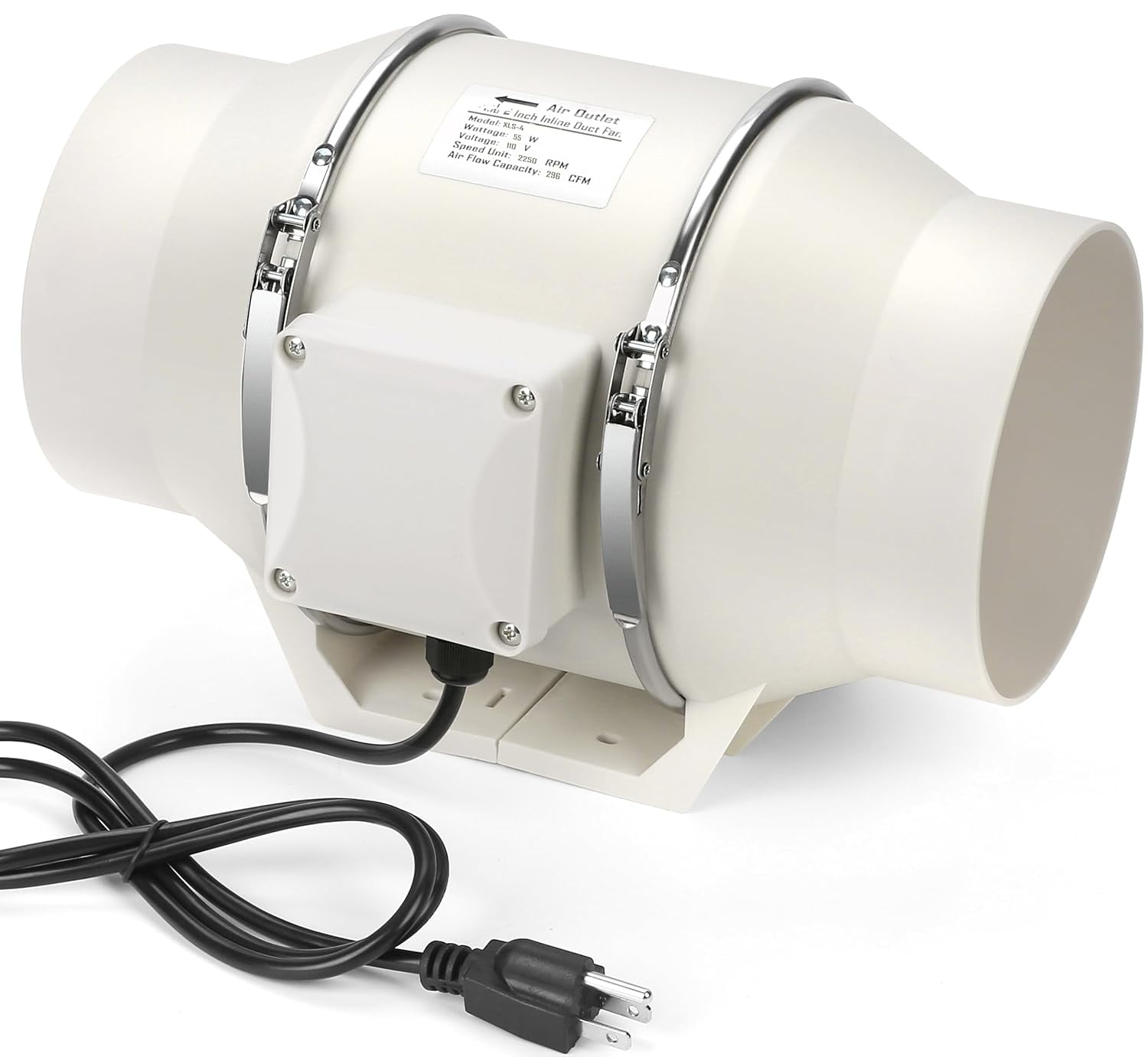 4 Inch Duct Inline Ventilation Exhaust Fan 296 CFM Duct Intake Fan High ...