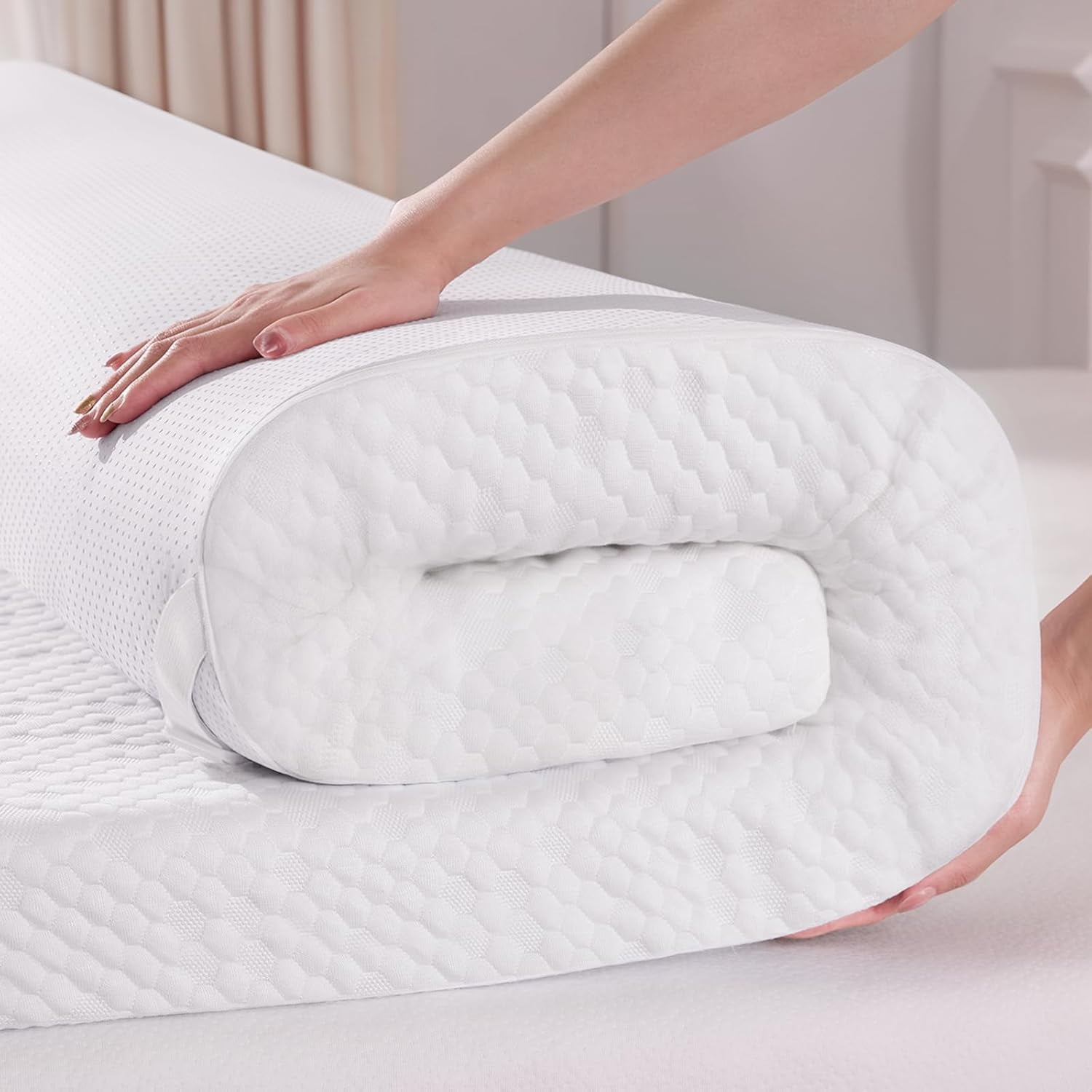 4 Inch Full Size, Gel Infused Swirl Memory Foam Bed Topper, Ventilated ...