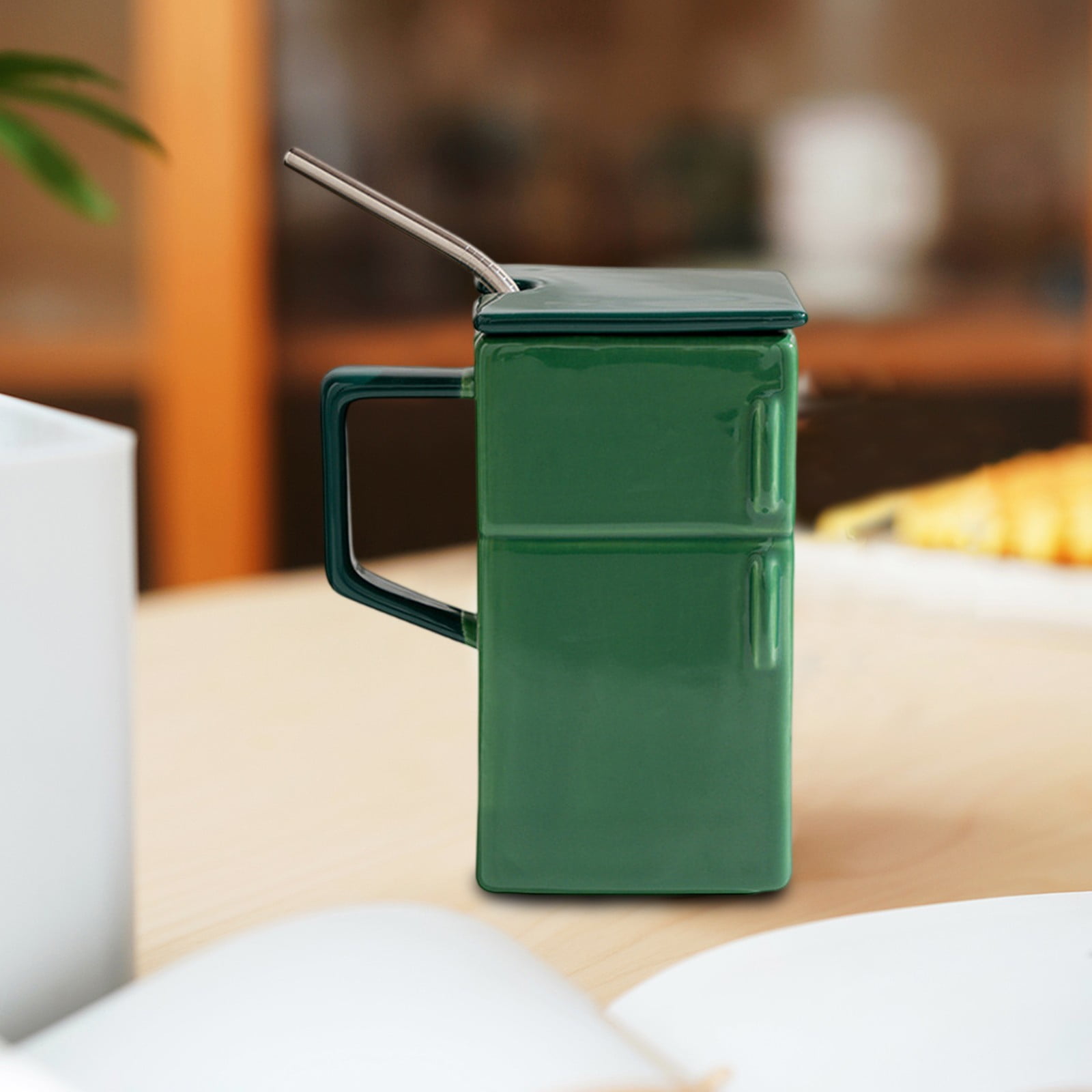 4 Inch,Funny Refrigerator Shaped Cups with Covered Stainless Straw ...