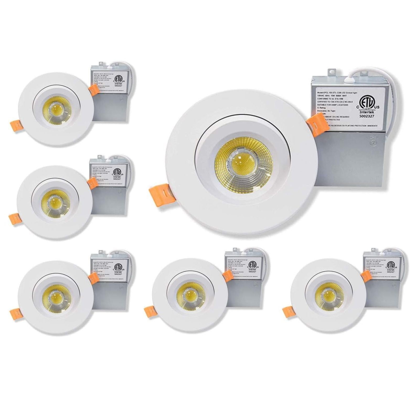 4-Inch Gimbal Recessed LED Downlight with IC Rated Junction Box, 15W 100W Equivalent, 1000lm ...