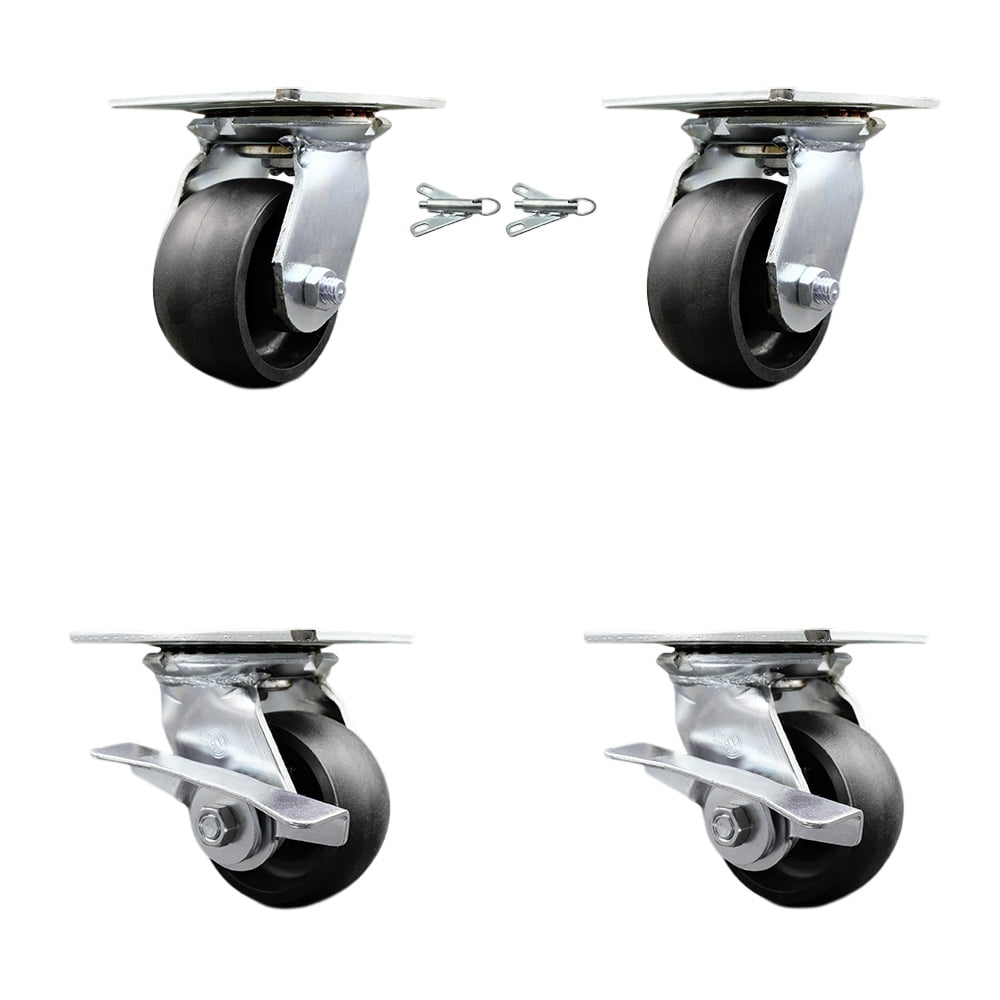 4 Inch Glass Filled Nylon Swivel Caster Set 2 Swivel Locks 2 Brakes SCC ...