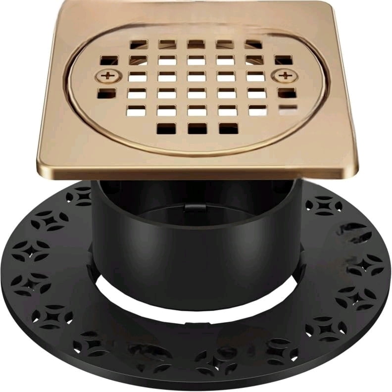 4 Inch Grate Kit Champagne Bronze Shower Drain with ABS Flange ...