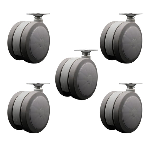 4 Inch Gray Heavy Duty Floor Safe Twin Wheel Casters Top Plate Set of 5 ...