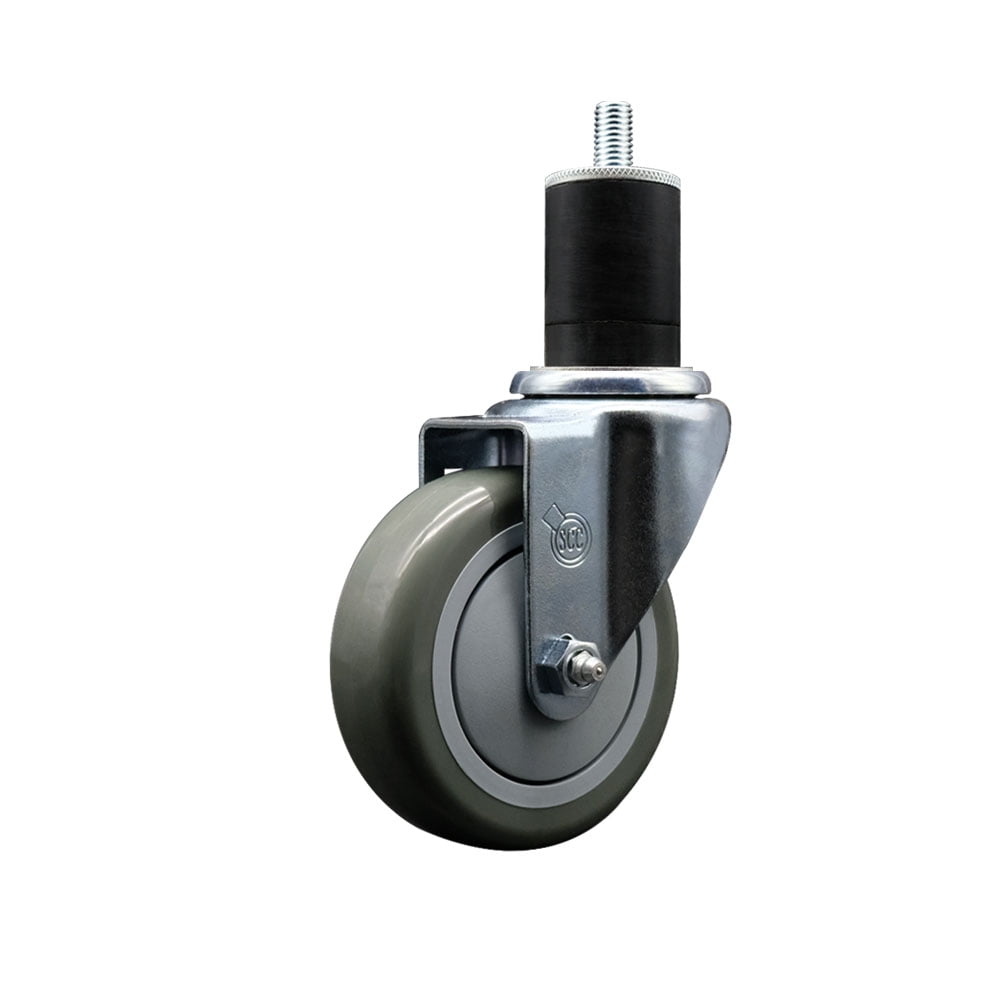 4 Inch Gray Poly Wheel Swivel 1-3/4 Inch Expanding Stem Caster SCC ...