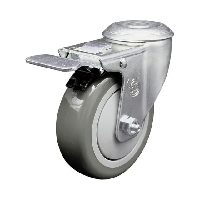 4 Inch Gray Polyurethane Wheel Bolt Hole Caster with Total Lock Brake ...