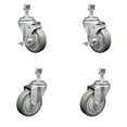 4 Inch Gray Polyurethane Wheel Swivel 12mm Threaded Stem Caster Set 2 ...