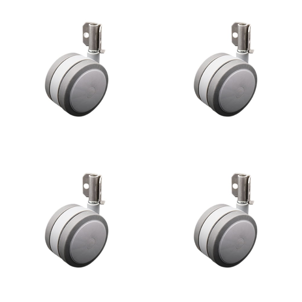 4 Inch Gray Soft Twin Wheel Caster with Inside Mount Set Service Caster ...