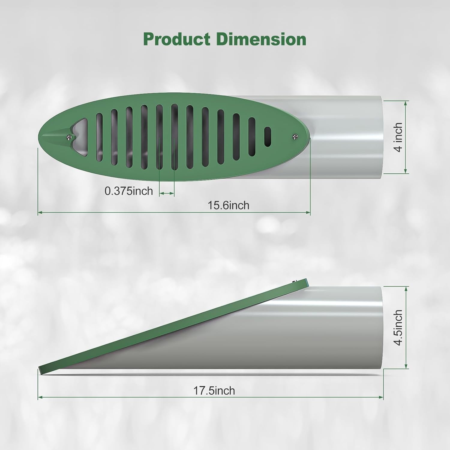 4 Inch Green Angled Yard Drain Grate with 18.5-Inch Pipe - Compatible ...