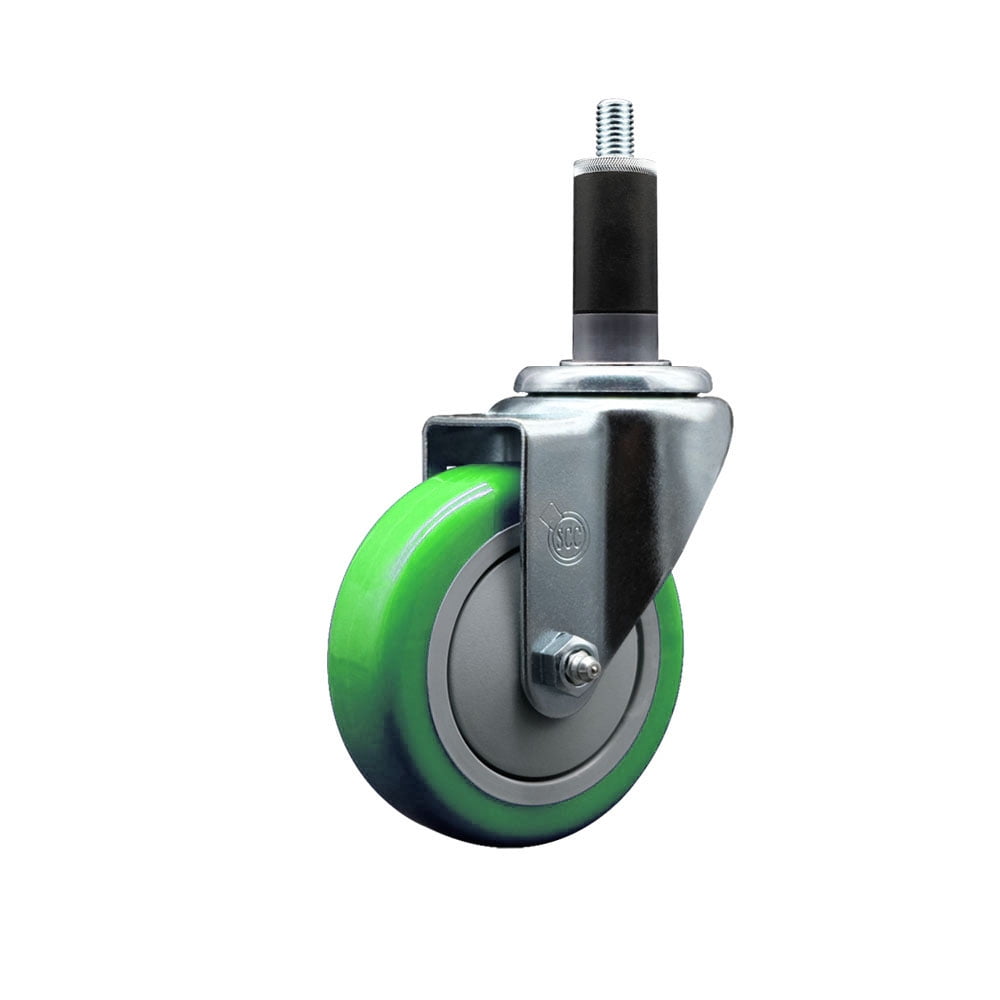 4 Inch Green Poly Wheel Swivel 1-1/8 Inch Expanding Stem Caster SCC ...