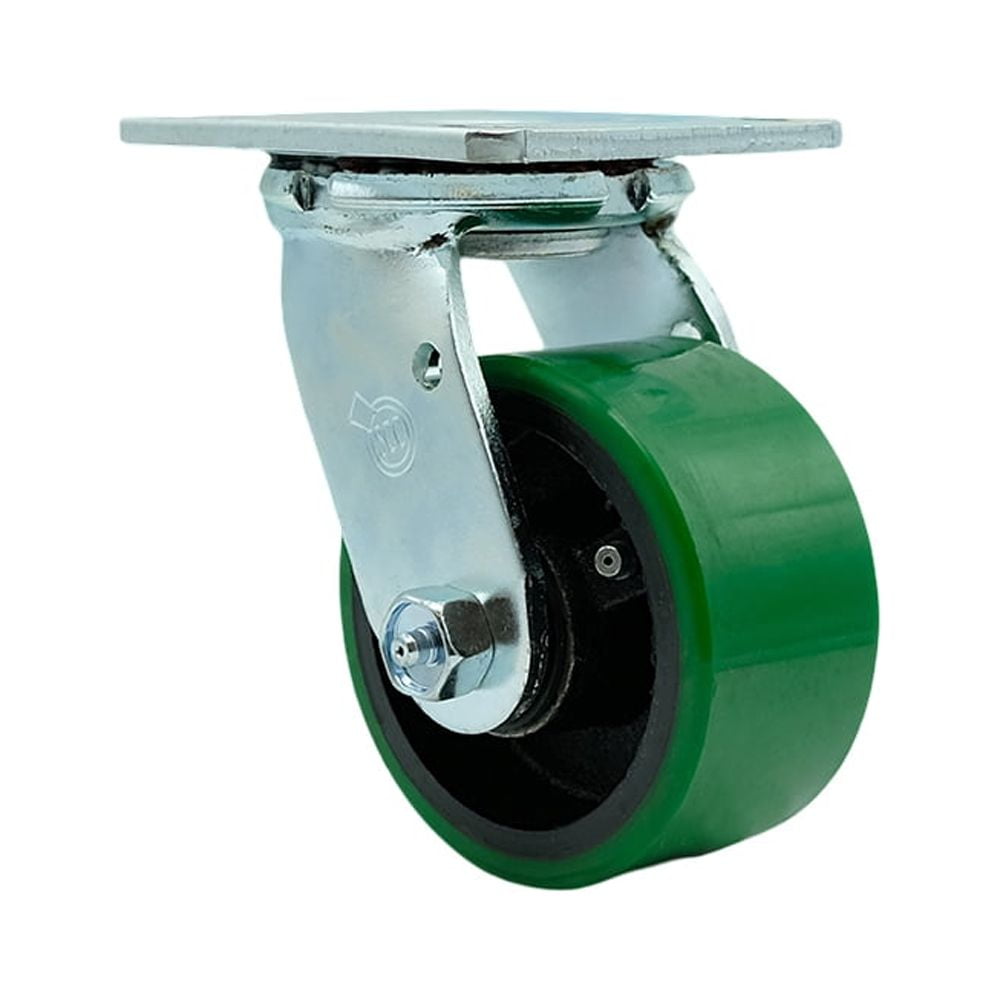 4 Inch Green Poly on Cast Iron Wheel Swivel Caster with Roller Bearing ...